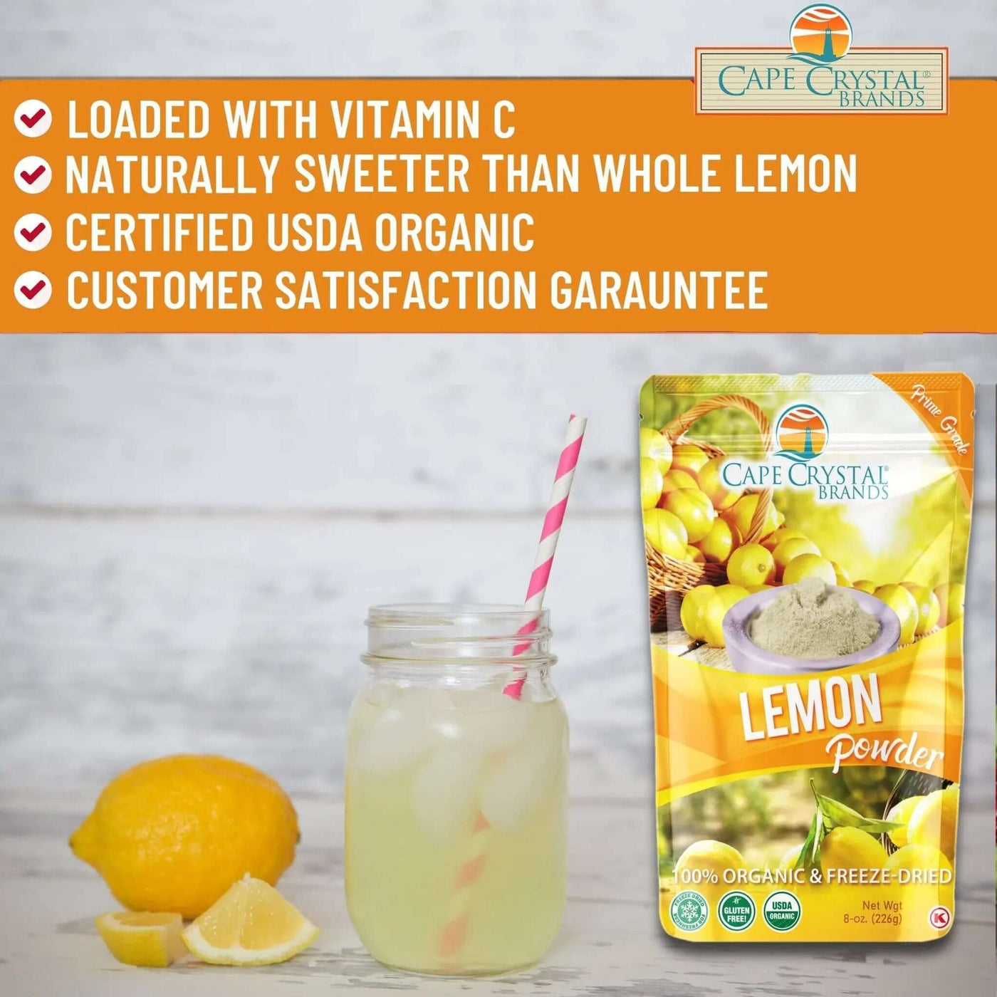 Cape Crystal Lemon Powder Goodness – 8-oz., Freeze-Dried for Superior ...