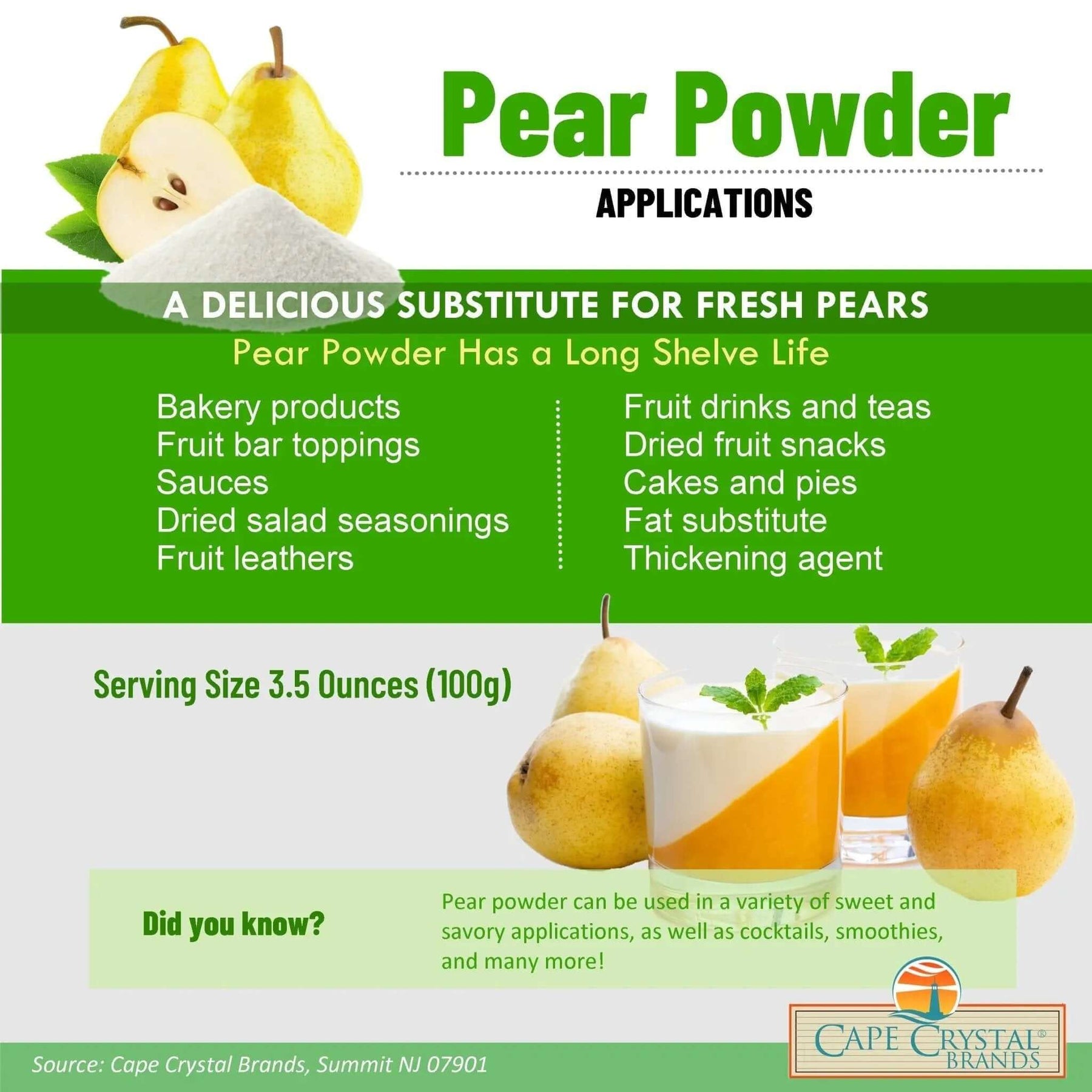 Cape Crystal Pear Powder - Organic, Non-GMO & Gluten-Free, – Cape ...